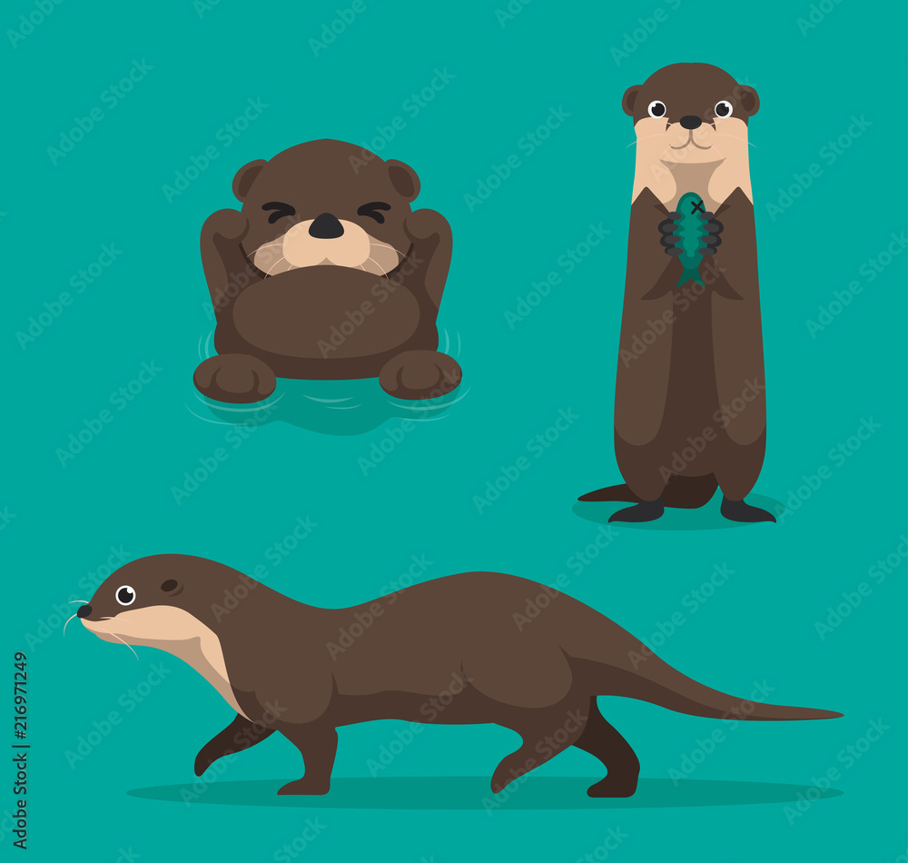 Cute Otter Cartoon Vector Illustration Stock Vector | Adobe Stock