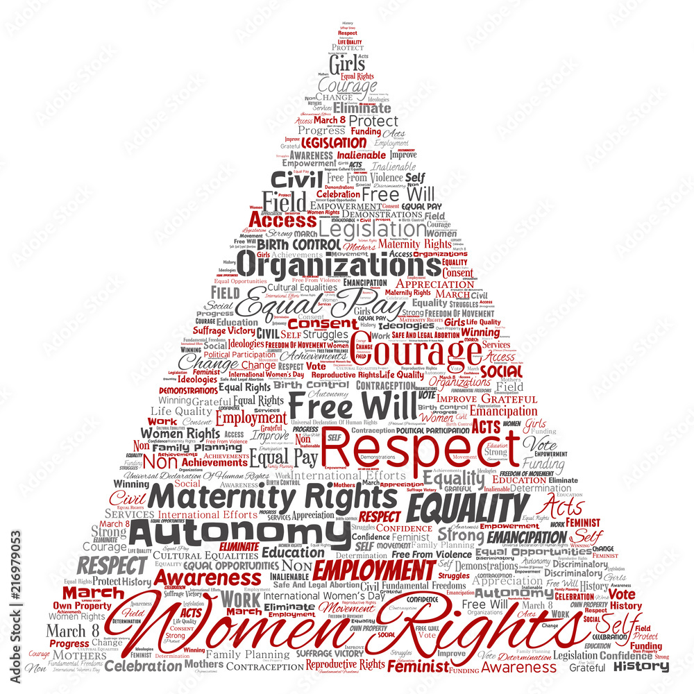 Vector conceptual women rights, equality, free-will triangle arrow red ...