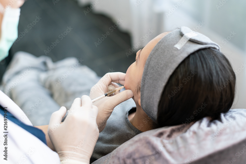 Botox, Filler injection for Asian female face. Plastic aesthetic facial ...