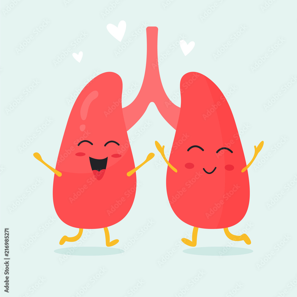 Cute lungs organs characters Stock Vector | Adobe Stock