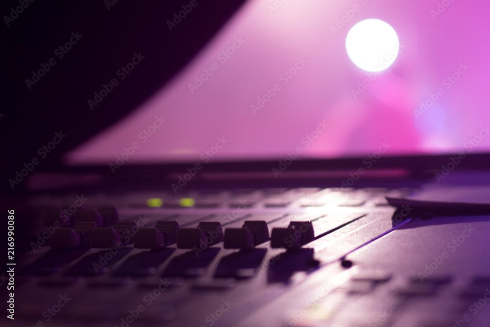 Side of Festival Stage Pro Audio Monitor Console Stock Photo | Adobe Stock