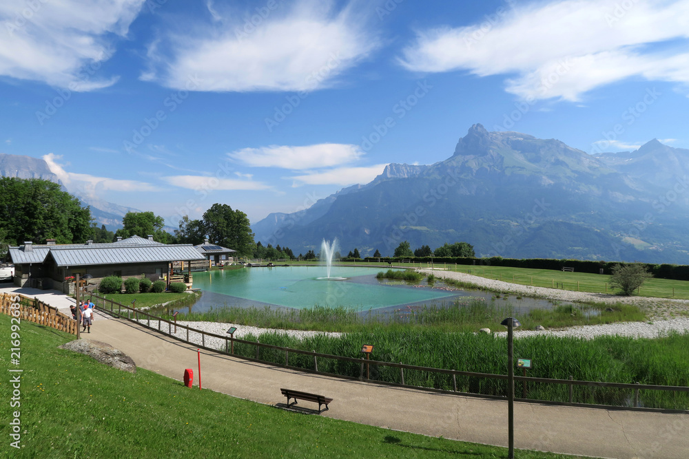 Plan d'eau Biotope. Combloux. Biotope lake. Combloux. Stock Photo ...
