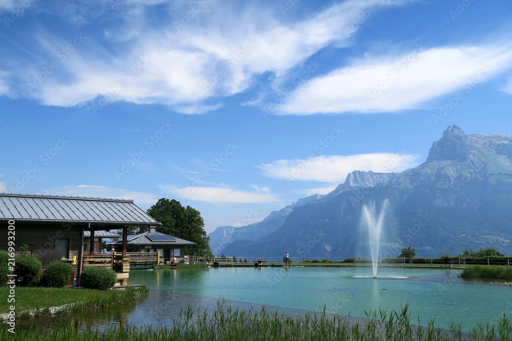 Plan d'eau Biotope. Combloux. Biotope lake. Combloux. Stock Photo ...