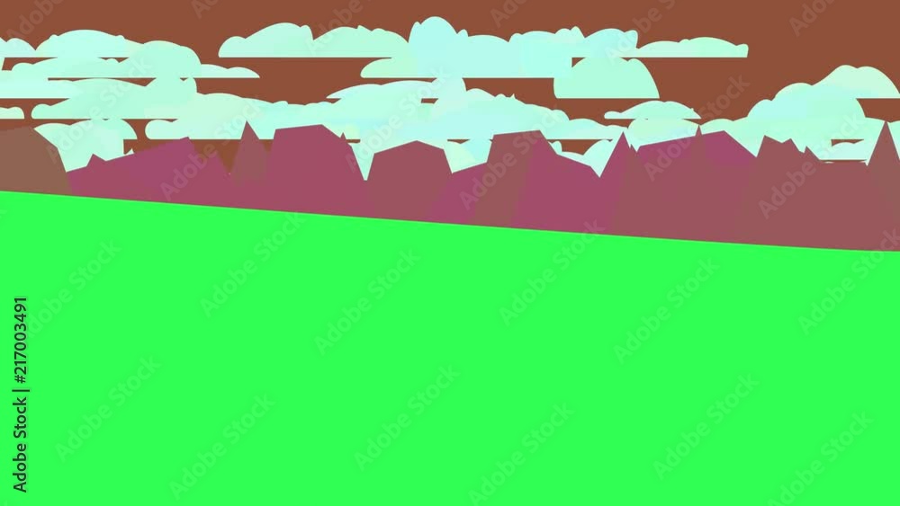 Animated Panning Matte Painting Flatland Cloudy Mountains Scene ...