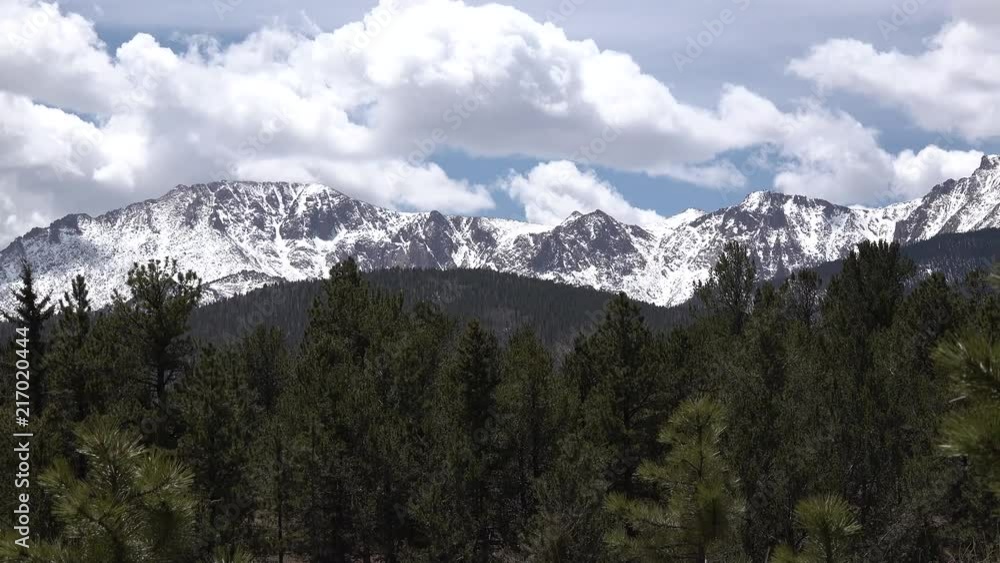 Pikes Peak Panorama. The beautiful scenic view from top of the Pikes ...