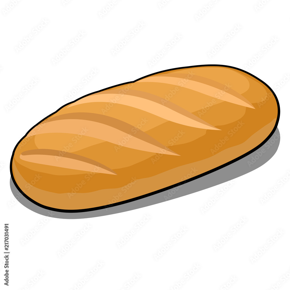 Fresh cartoon long rifled loaf isolated on a white background. Vector ...
