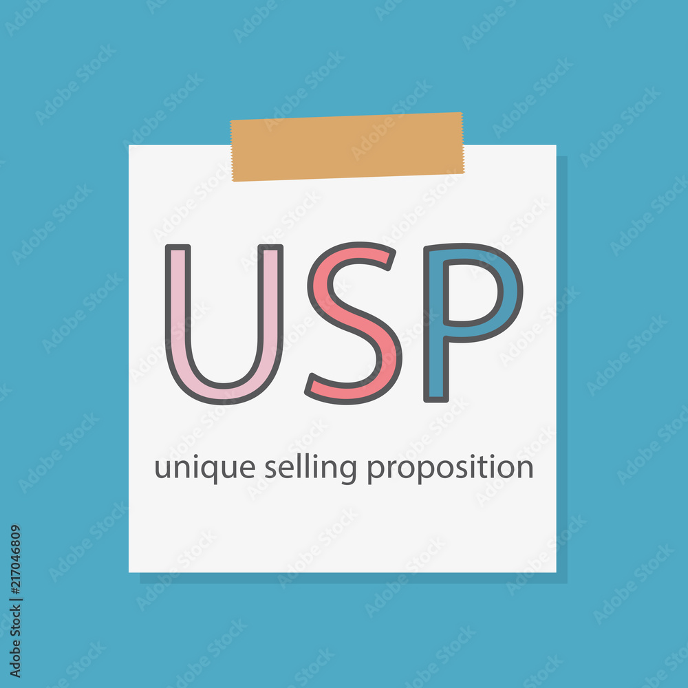 USP Unique Selling Proposition written in a notebook paper- vector ...