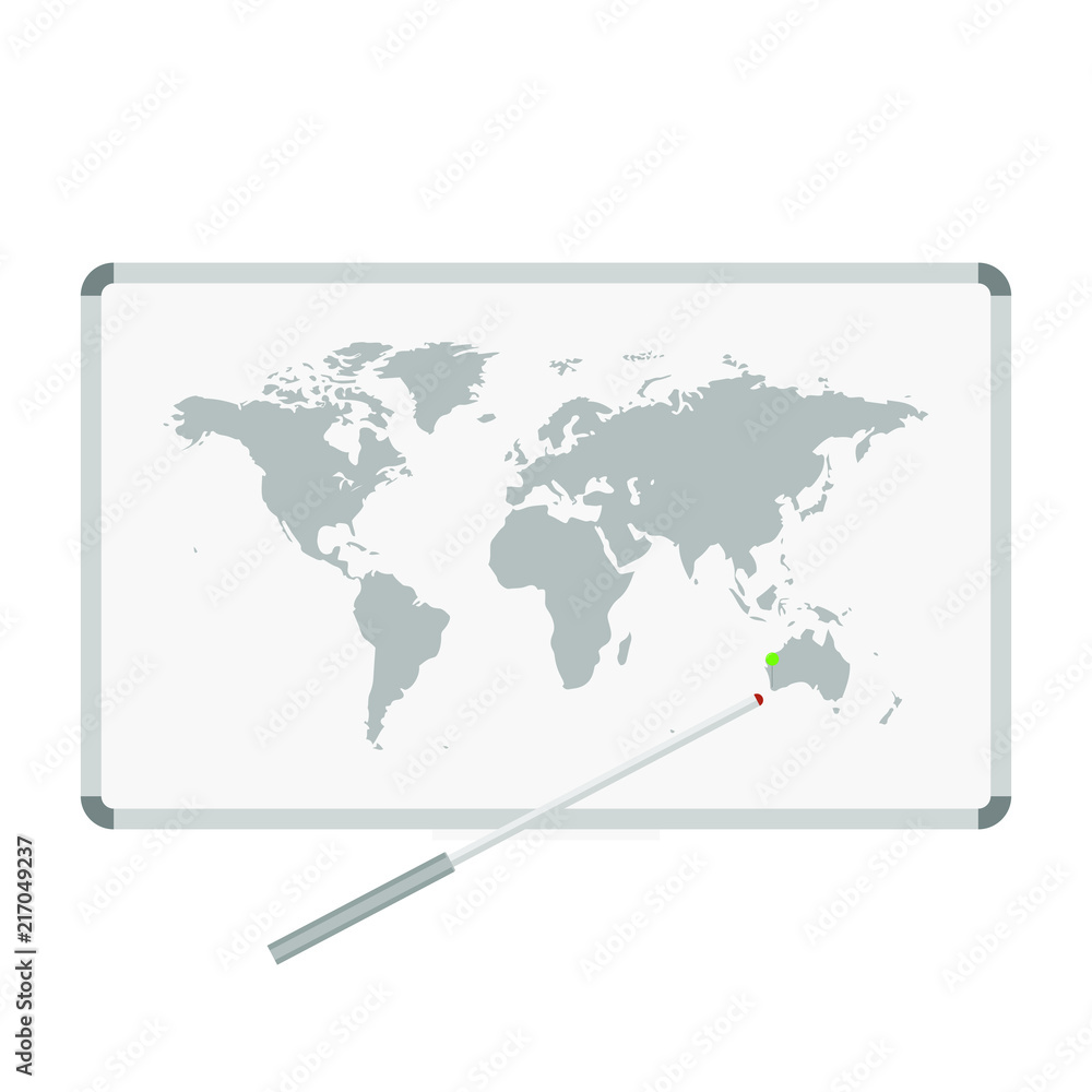 Smartboard showing a map of the world for geography lessons. Vector ...
