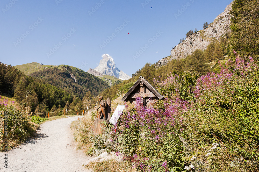 Zermatt, Furi, Zmutt, Alpen, Zmuttbach, Wanderweg, Matterhorn, Wallis ...