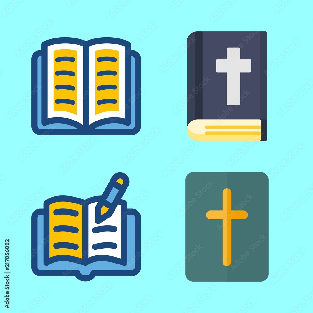 library icons set. hand, bible study, gospel and reading graphic works ...