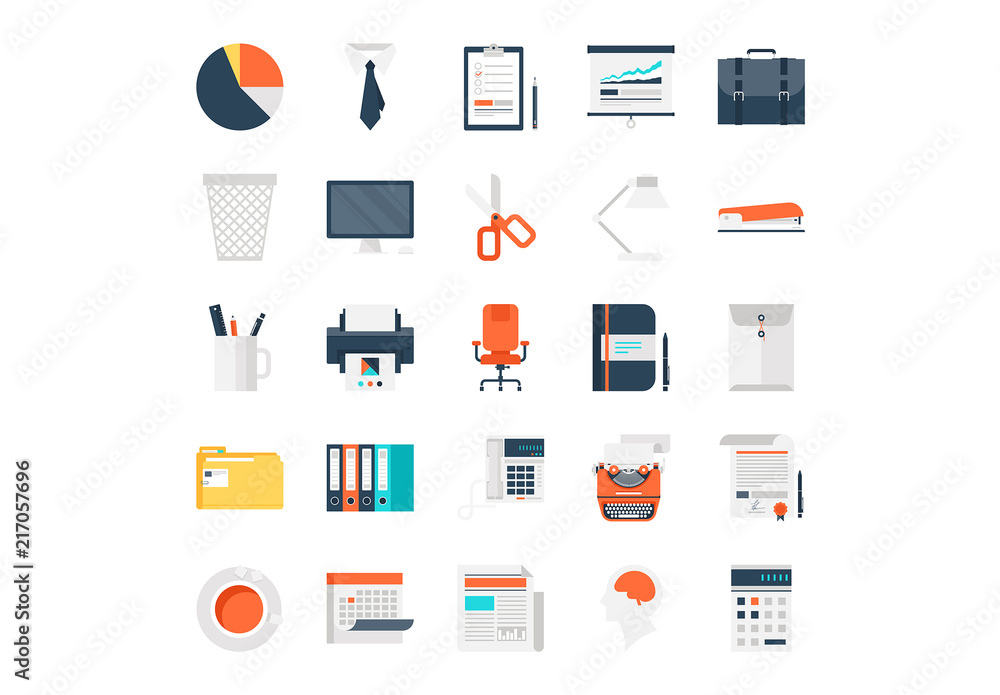 25 Office Work Icons Stock Template | Adobe Stock