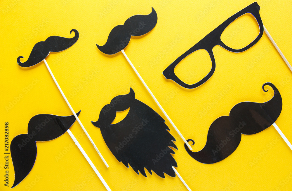 Moustache photo booth props on blue background. Moustache cut outs ...