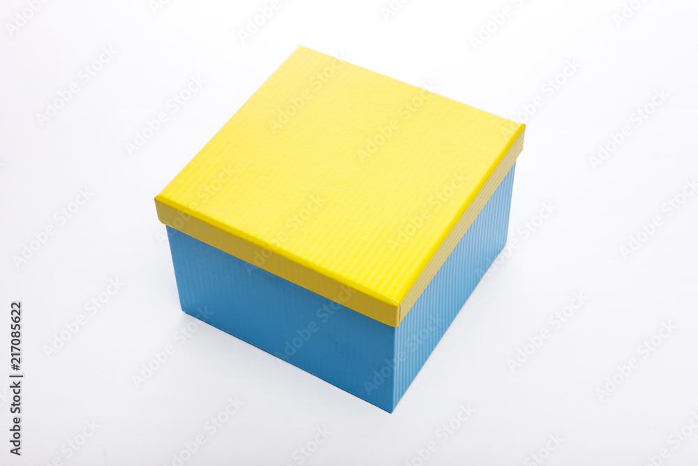 yellow and blue empty box isolated white Stock Photo | Adobe Stock