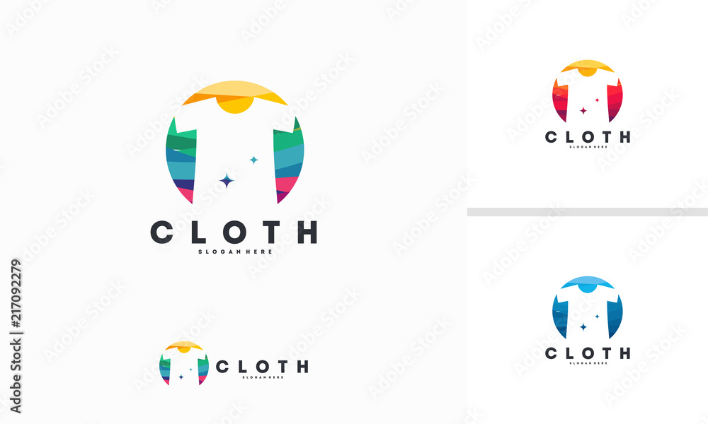 Abstract Circle Colorful Cloth logo designs concept vector, Cloth ...