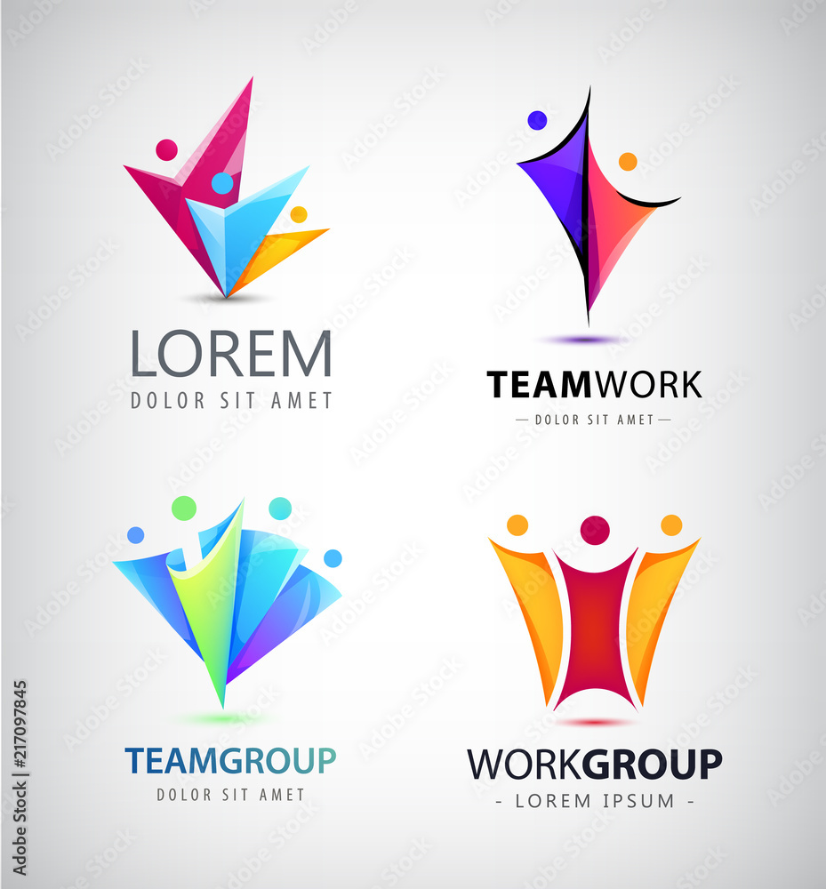 Vector men group logo, human, family, teamwork icon. Community, people ...