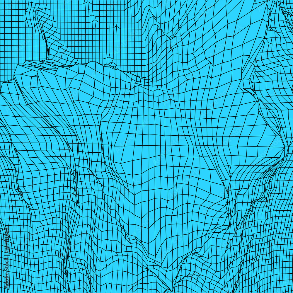 Wireframe landscape wire. 3d landscape. Cyberspace grid. 3d technology ...