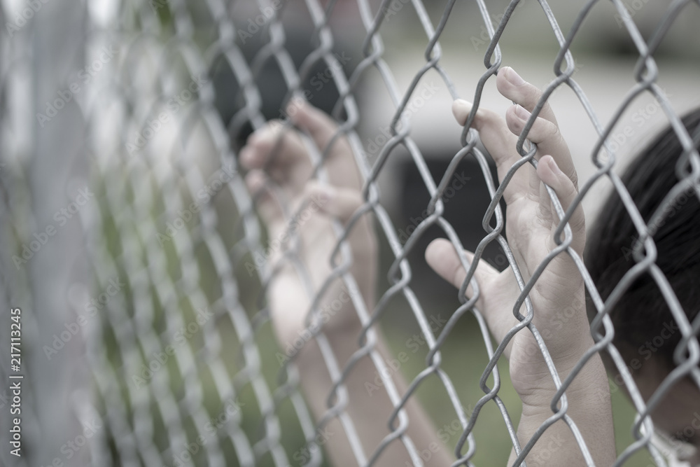 Catch hand with cage was imprisoned make Feeling no freedom or lack of ...