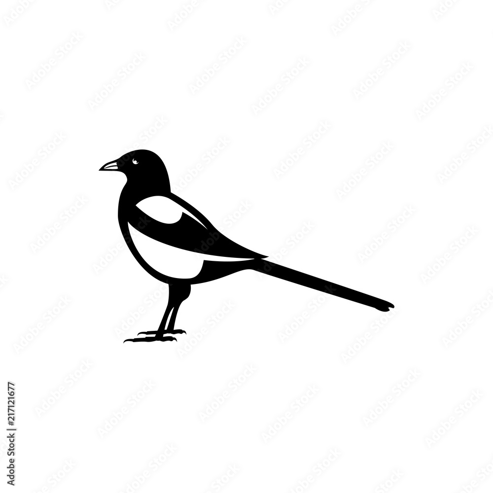 magpie silhouette Stock Vector | Adobe Stock
