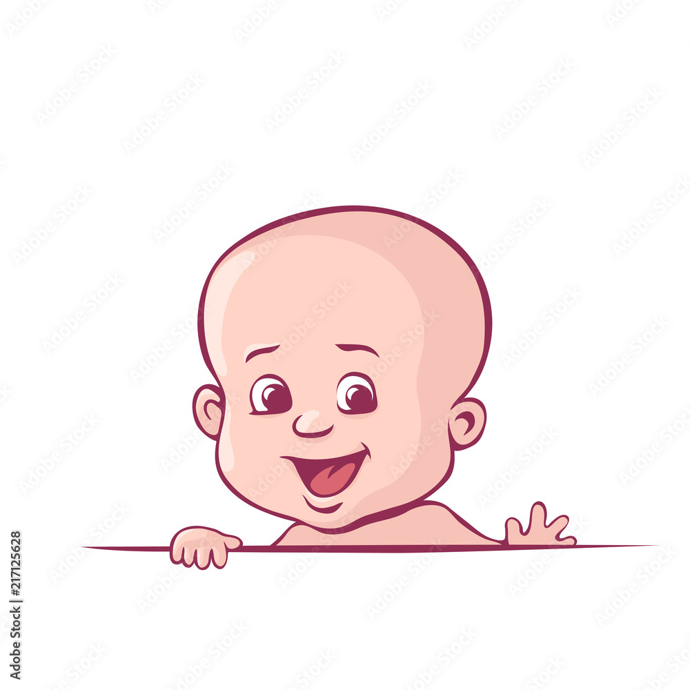 Baby in the diaper. Cartoon character. Vector illustration isolated on ...