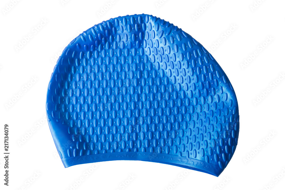 blue rubber cap for swimming and for water sports, equipment for a pool ...
