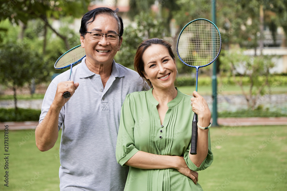 Aged badminton players Stock Photo | Adobe Stock