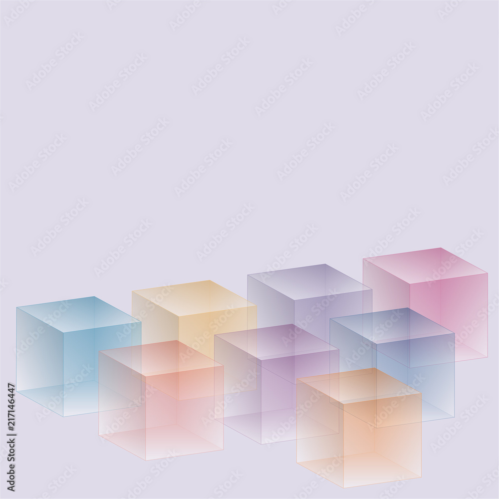 Colored transparent cubes isolated. Vector illustration. Organized by ...
