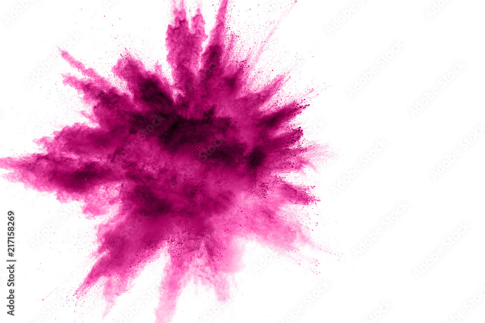 Pink powder explosion isolated on white background. Stock Photo | Adobe ...