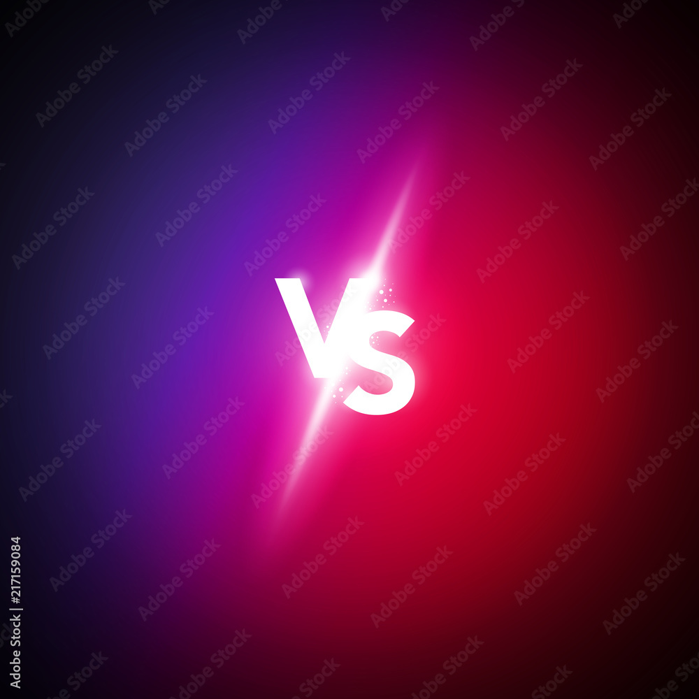 Vector illustration neon versus logo vs letters for sports and fight ...