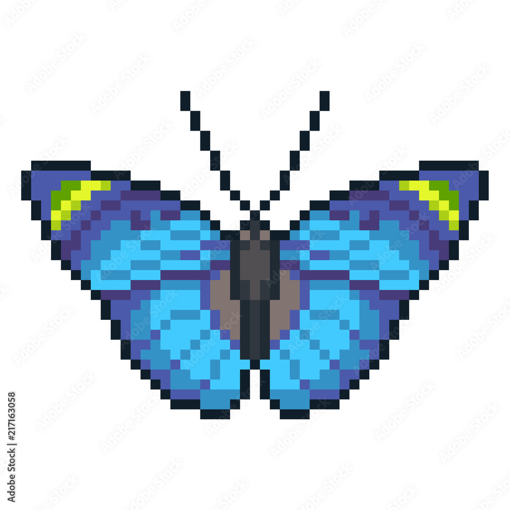 Pixel art vector forester butterfly isolated on white background. Stock ...