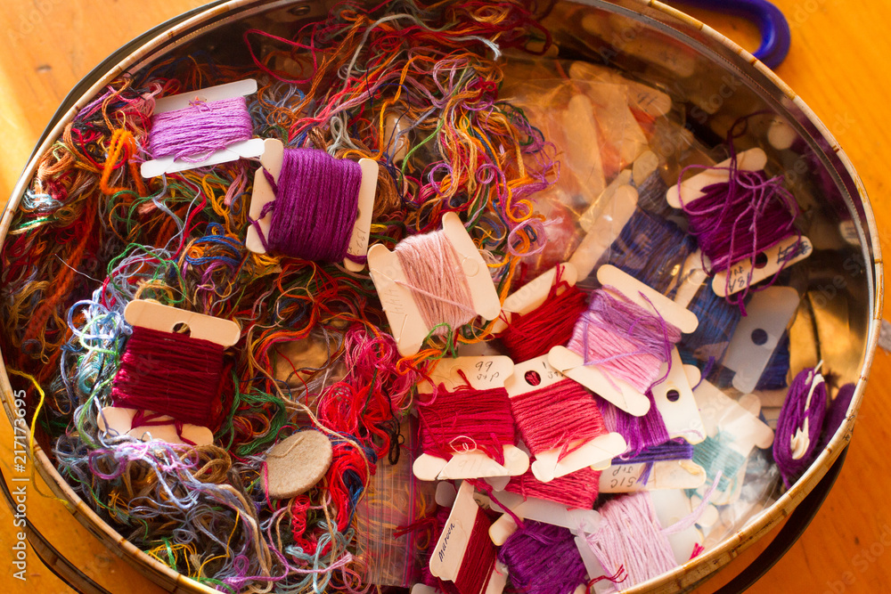 Embroidery thread assorted colors for project fun and Scissors in tin ...