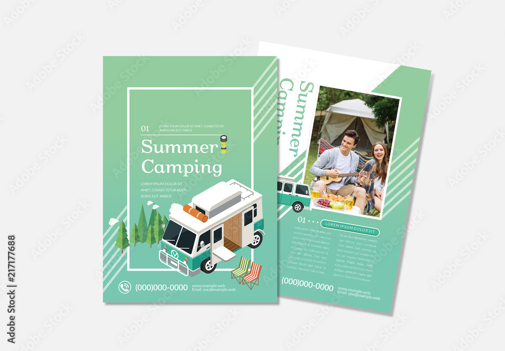 Camping Flyer Layout Stock Template | Adobe Stock