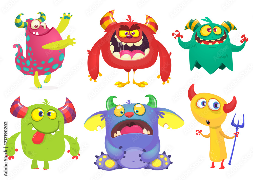 Vecteur Stock Cartoon Monsters Collection Vector Set Of Cartoon