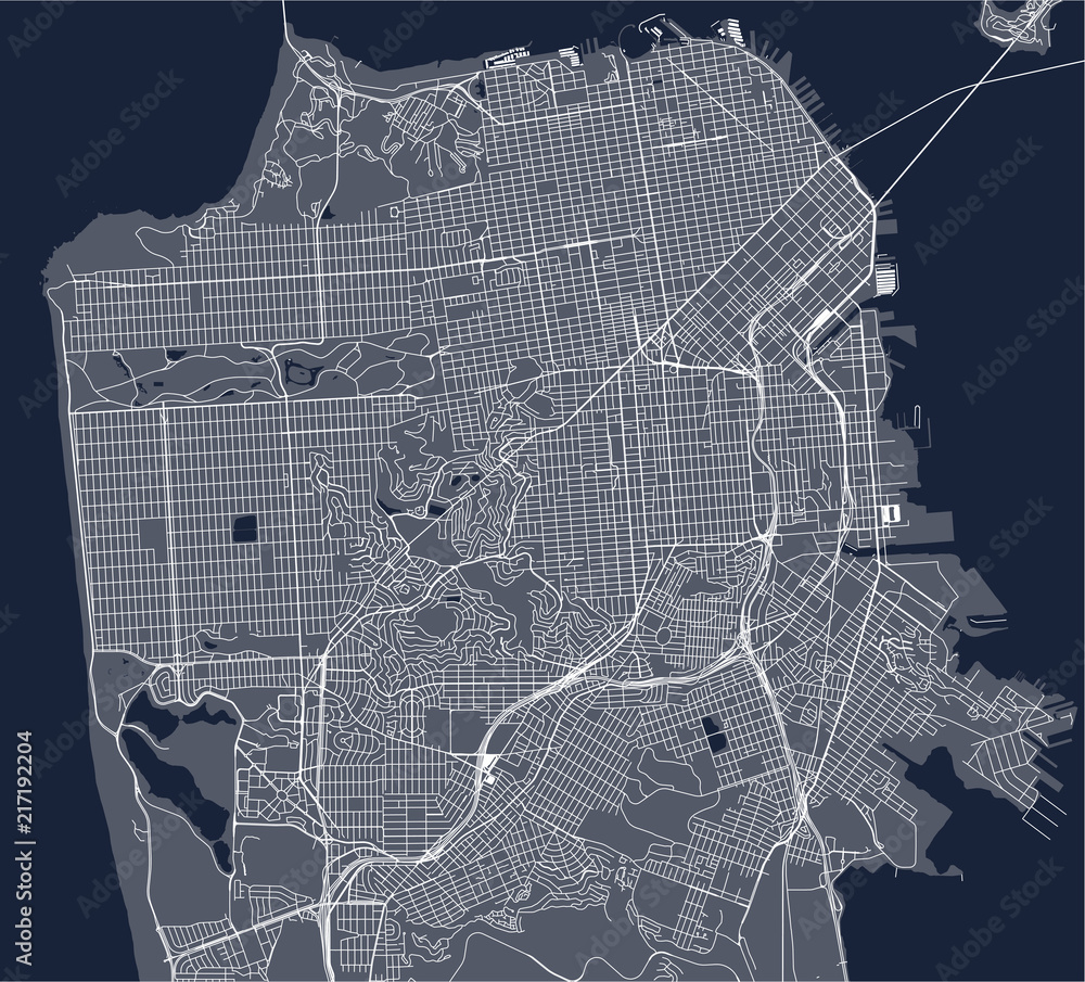 map of the city of San Francisco, USA Stock Vector | Adobe Stock