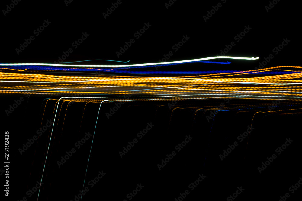 Colorful light painting with circular shapes and abstract black ...