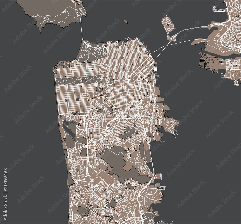 map of the city of San Francisco, USA Stock Vector | Adobe Stock