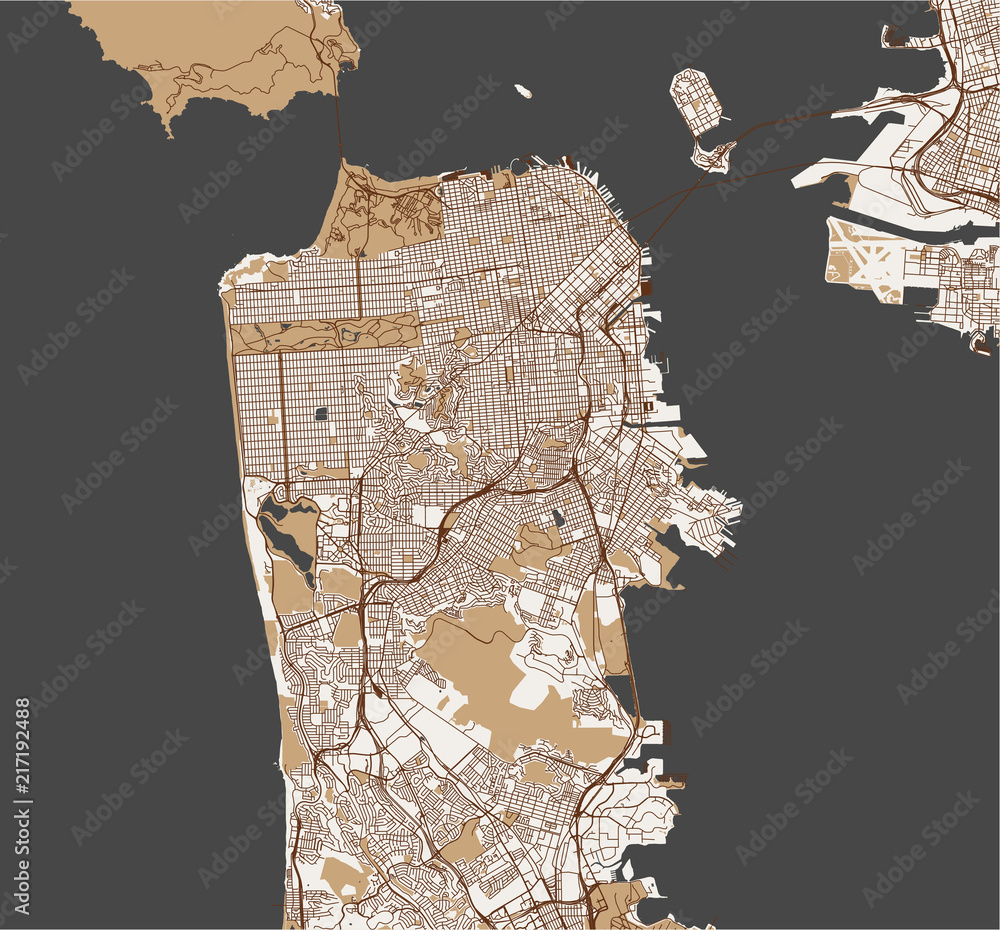 map of the city of San Francisco, USA Stock Vector | Adobe Stock