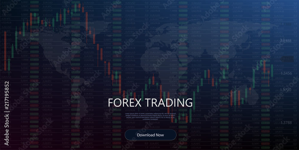 Forex Trading Indicators vector illustration on blue background. Online ...