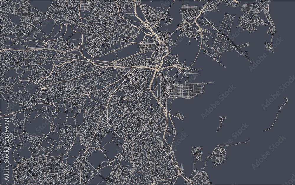 map of the city of Boston, USA Stock Vector | Adobe Stock