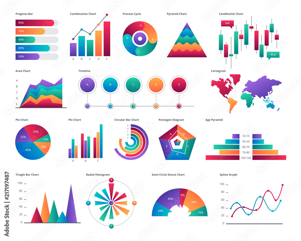 Modern Colorful Business Chart And Graph Infographic Elements ...