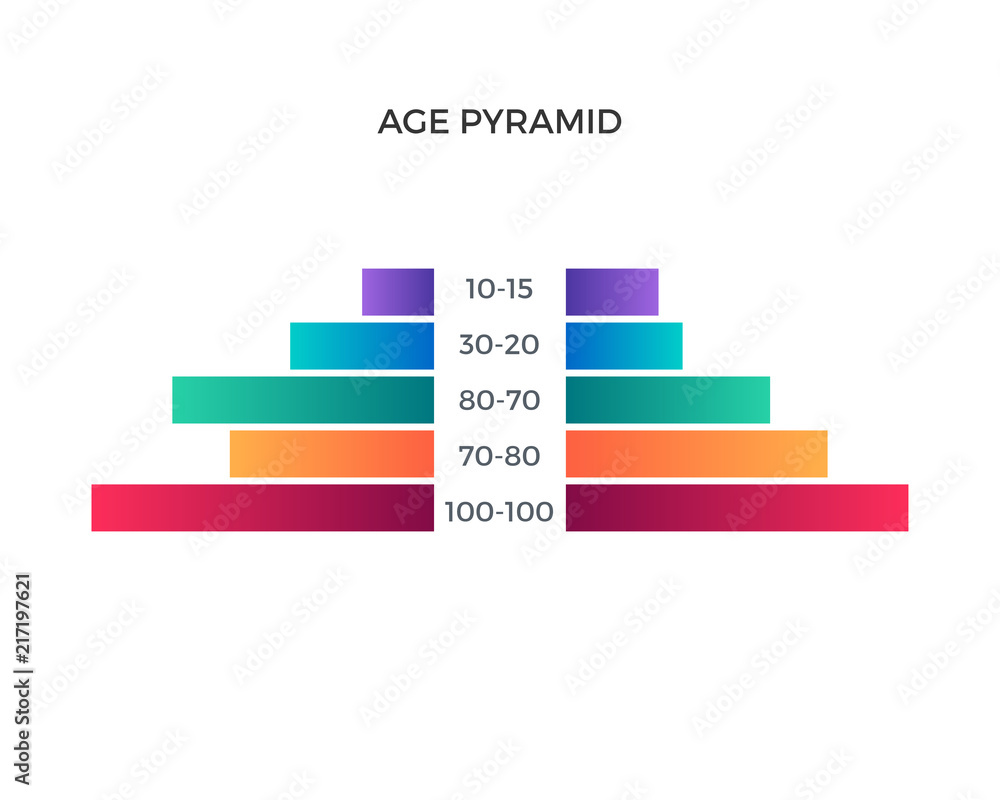 Modern Colorful Age Pyramid Business Chart And Graph Infographic ...