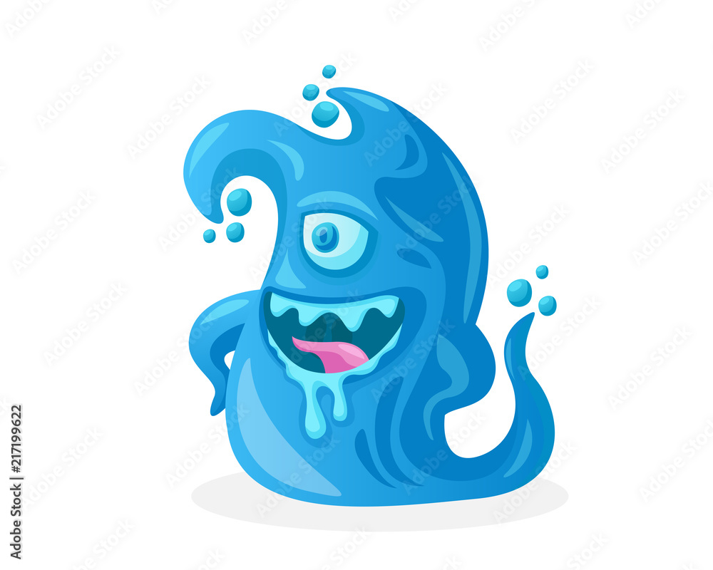Cute Cheerful Water Monster Cartoon Character Illustration Stock Vector ...
