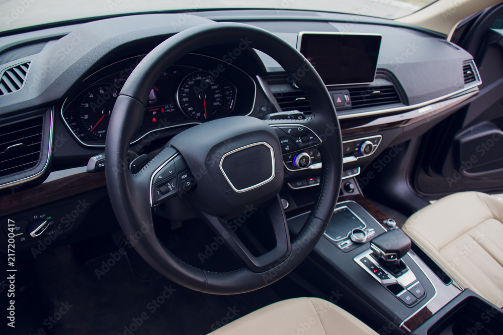 Car Interior Driver Side View. Modern Car Interior Design Stock Photo ...