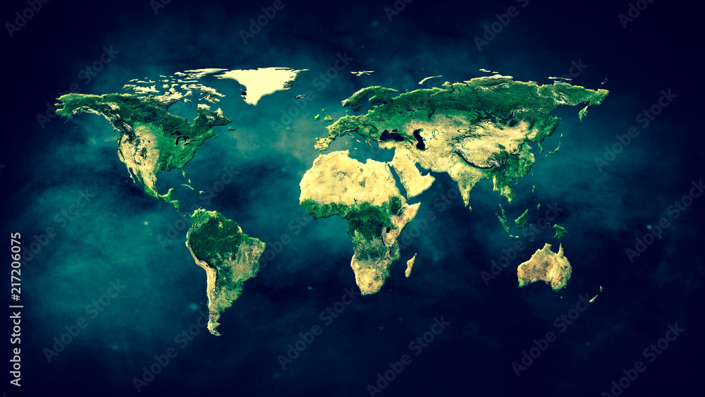 Physical world map illustration. Elements of this image furnished by ...