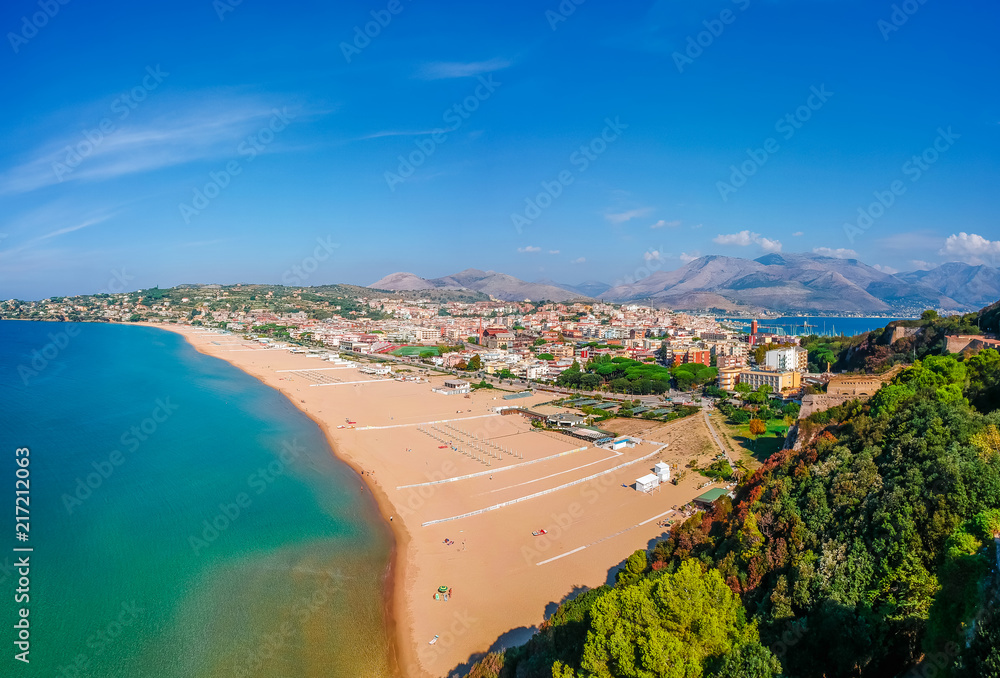 Panoramic sea landscape with Gaeta, Lazio, Italy. Scenic historical ...