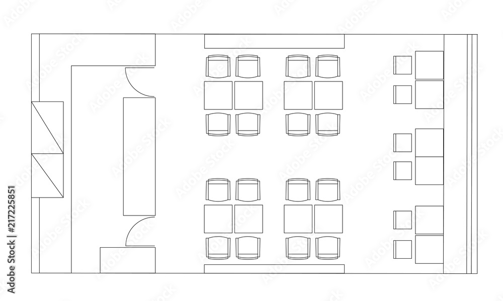 Standard cafe furniture symbols on floor plans Stock Vector | Adobe Stock