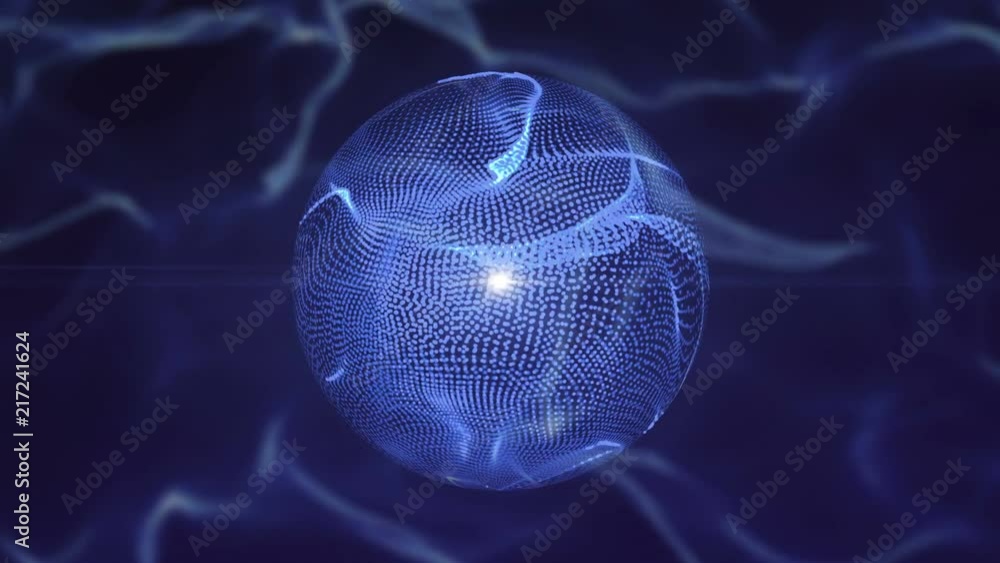 Intro background animation ball rotation. Motion abstract of particle ...