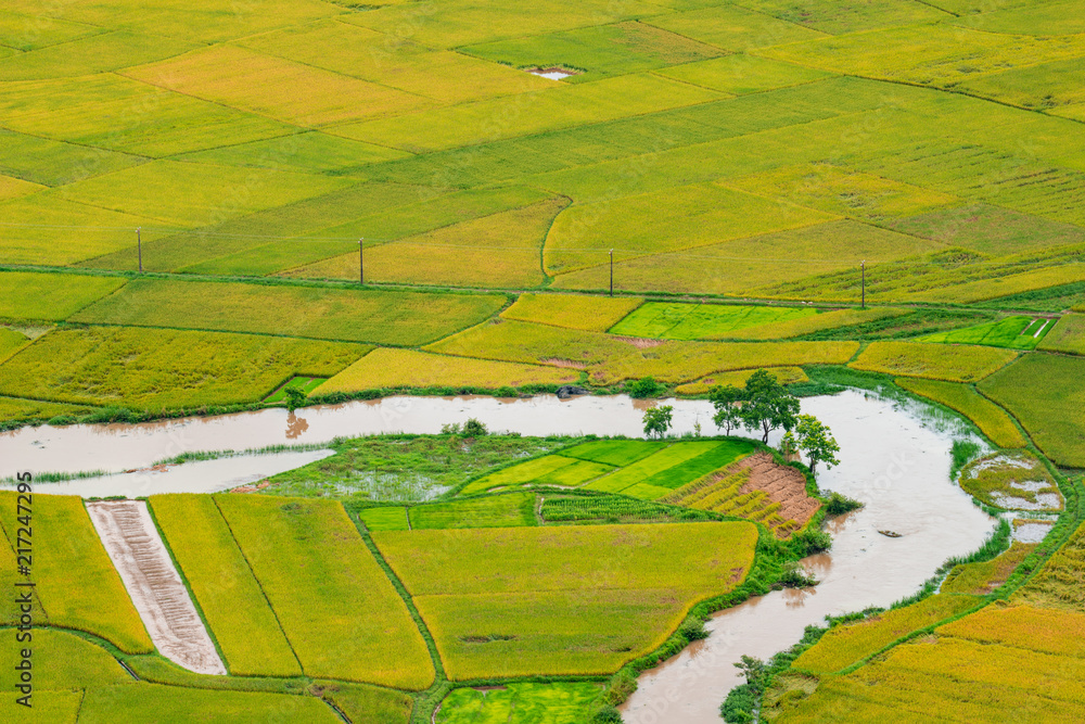 amazing landscape rice field on Bac Son, Viet Nam, above rice terraces ...