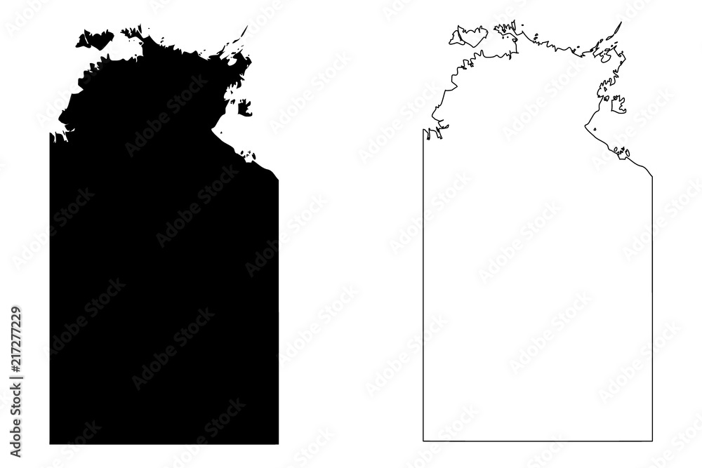 Northern Territory (Australian states and territories, NT) map vector ...