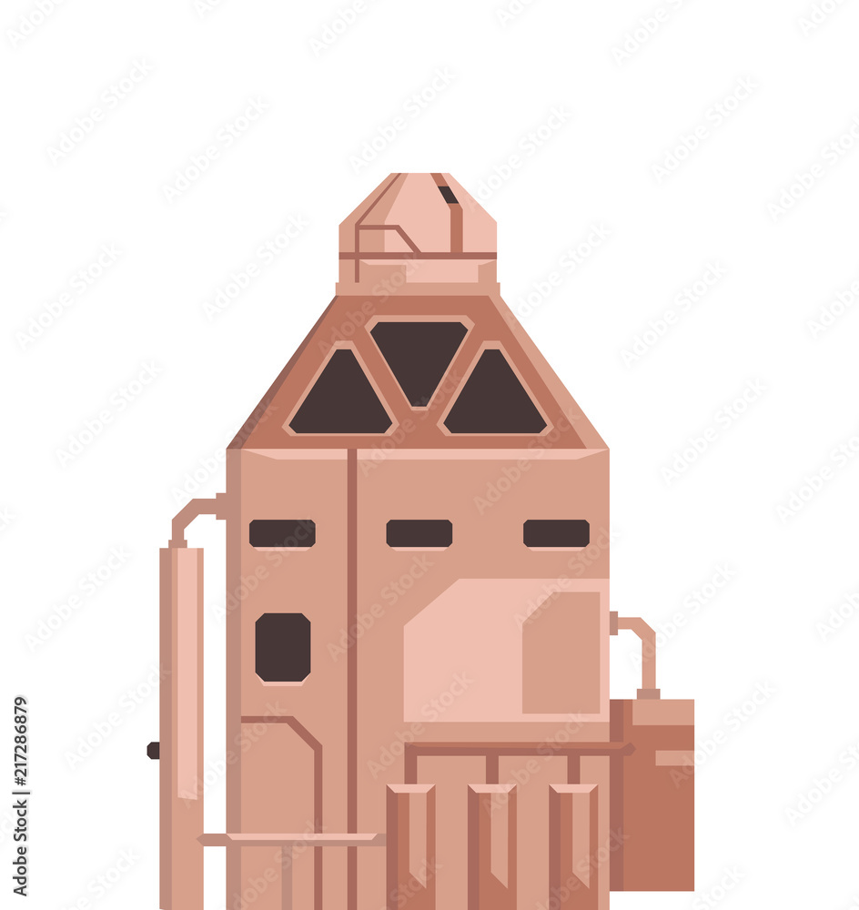 Space colony module. Space colonization structure. Flat vector ...