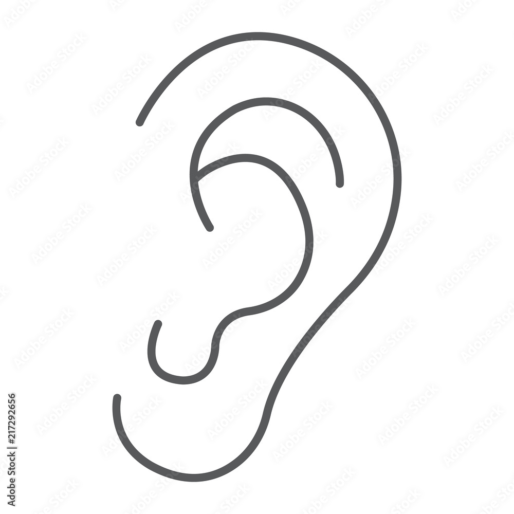 Human ear thin line icon, anatomy and biology, otology sign, vector ...